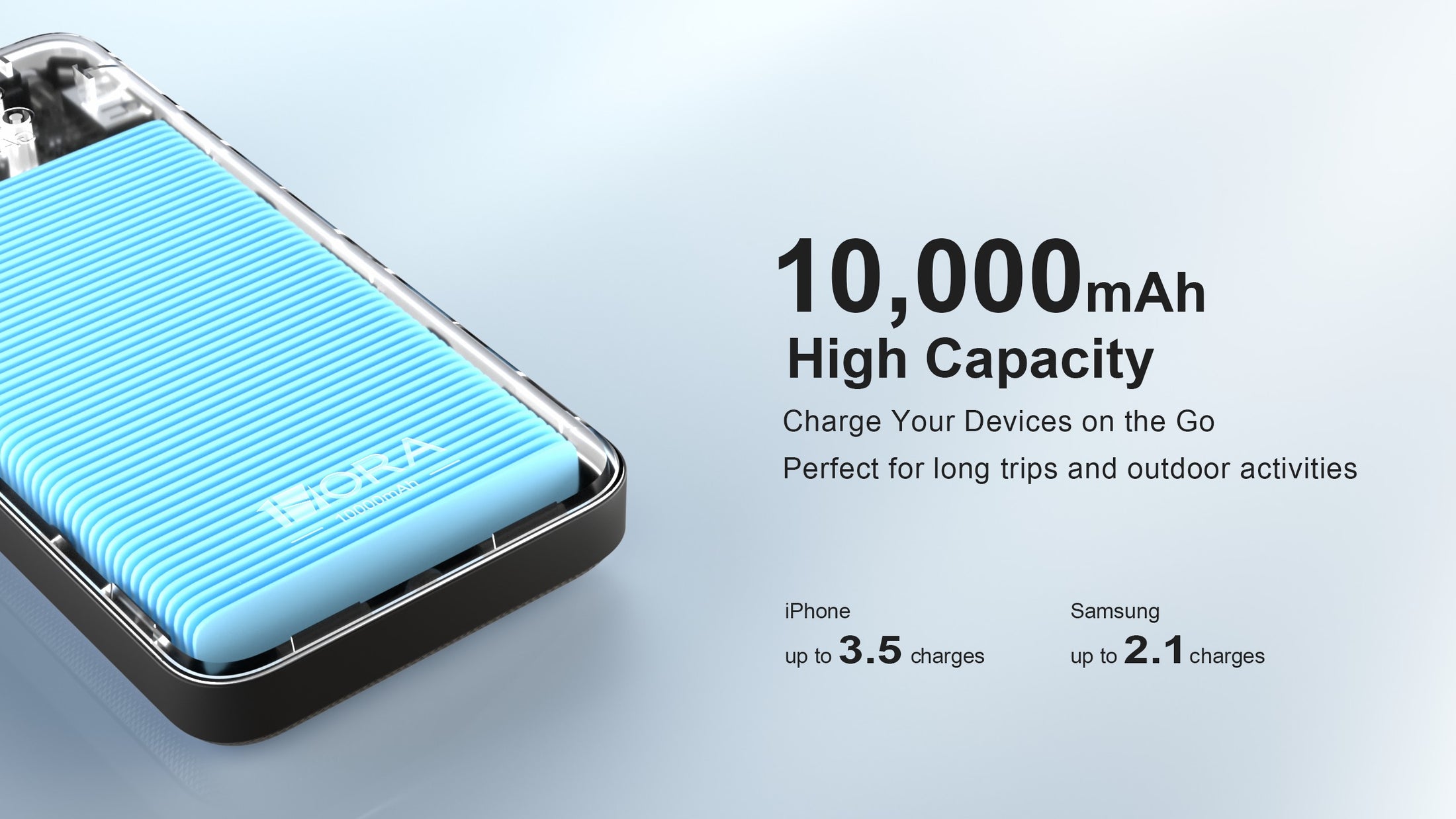 GAR148 10,000mAh Power Bank with Built-in Cables & Dual Flashlights – 1HORA