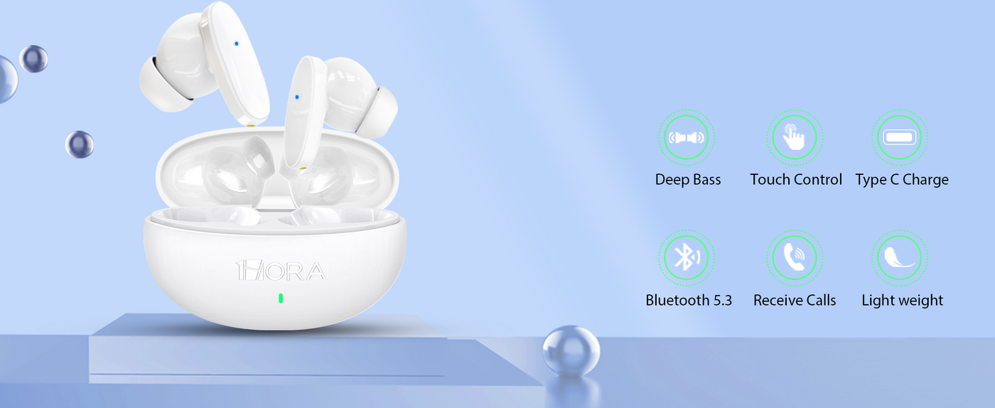 AUT205 Wireless Earbuds with LED Lights – 1HORA