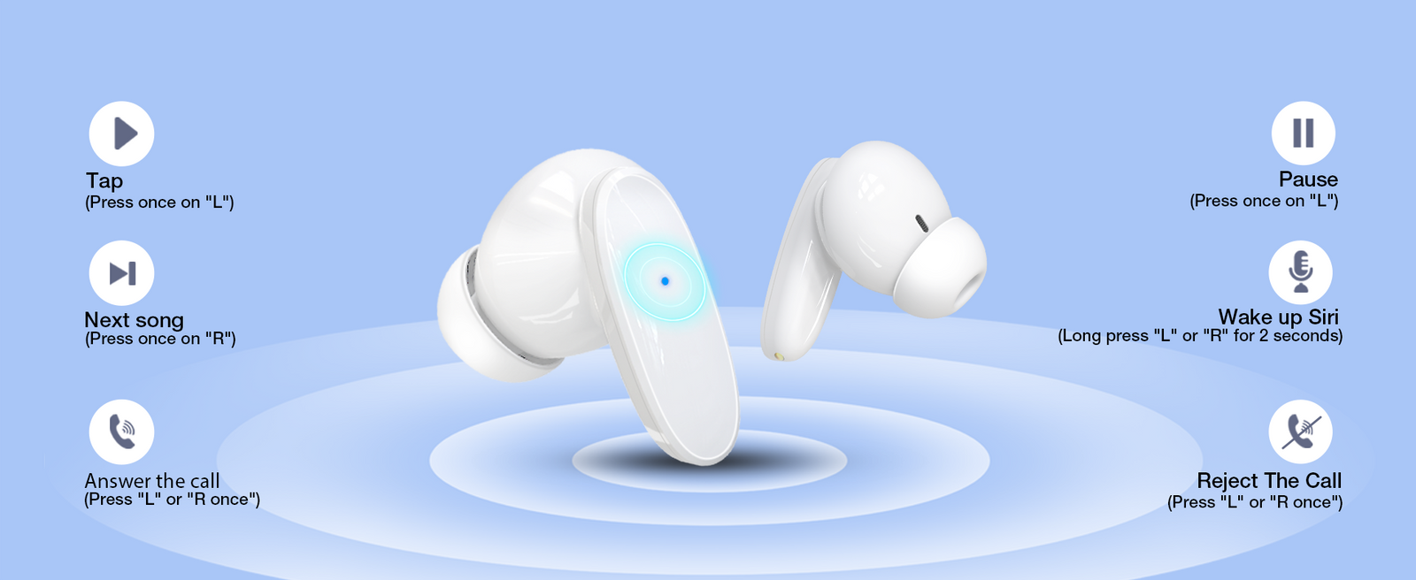 AUT205 Wireless Earbuds with LED Lights – 1HORA